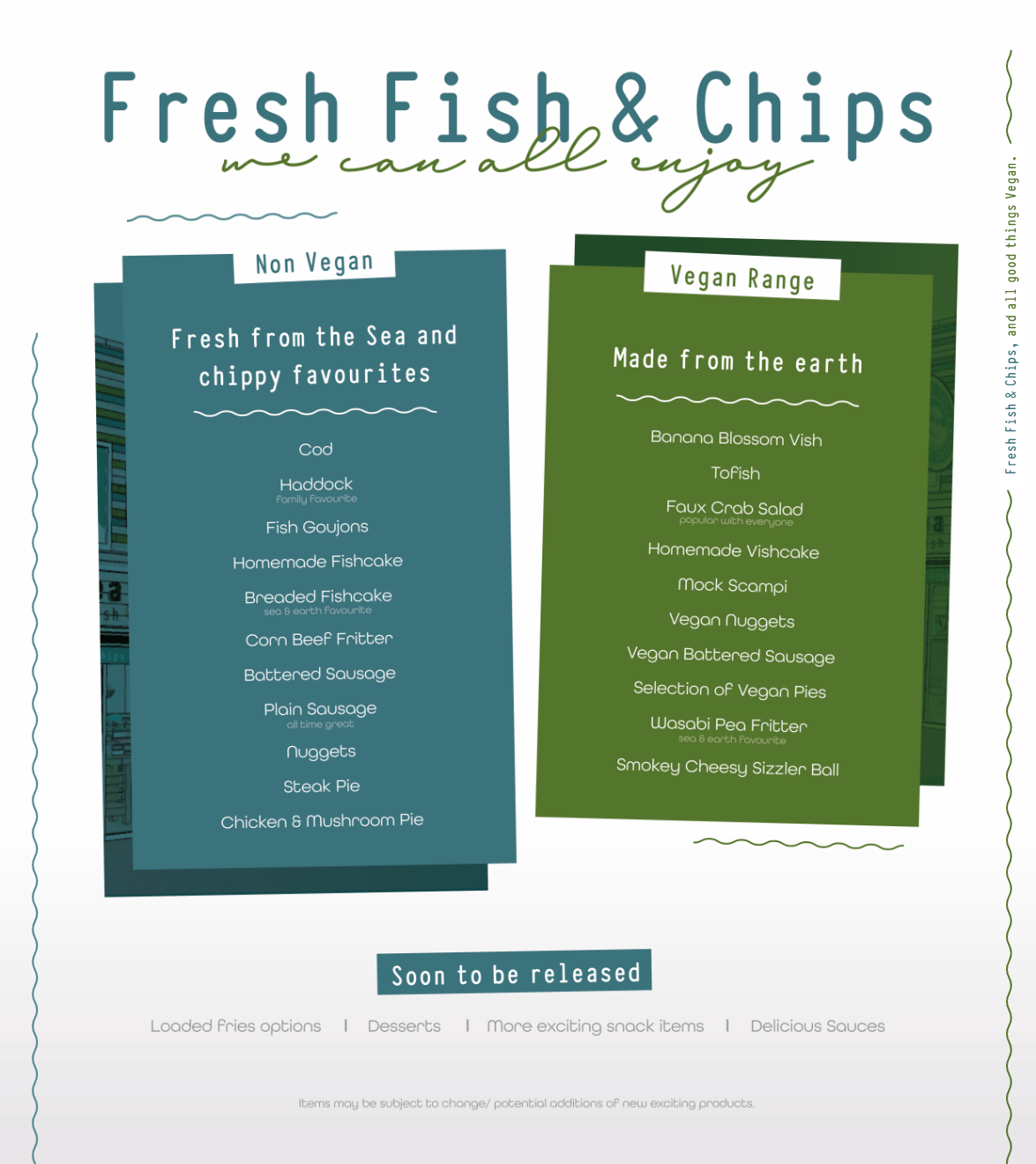 Menu - Sea Earth Nottingham | Non Vegan and Vegan Dishes